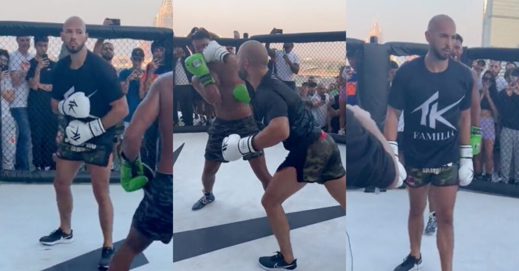 Video - Social Media Outcast Andrew Tate Spars Inside Octagon In Abu Dhabi
