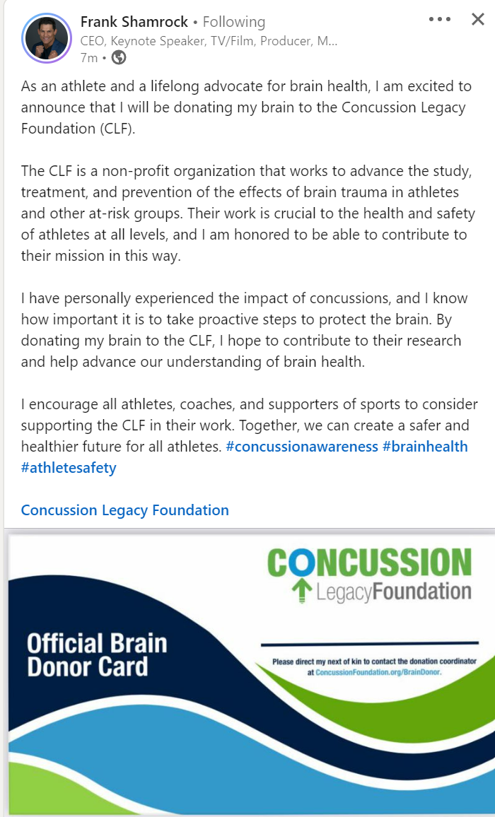 UFC Legend Frank Shamrock To Donate His Brain To The Concussion Legacy ...