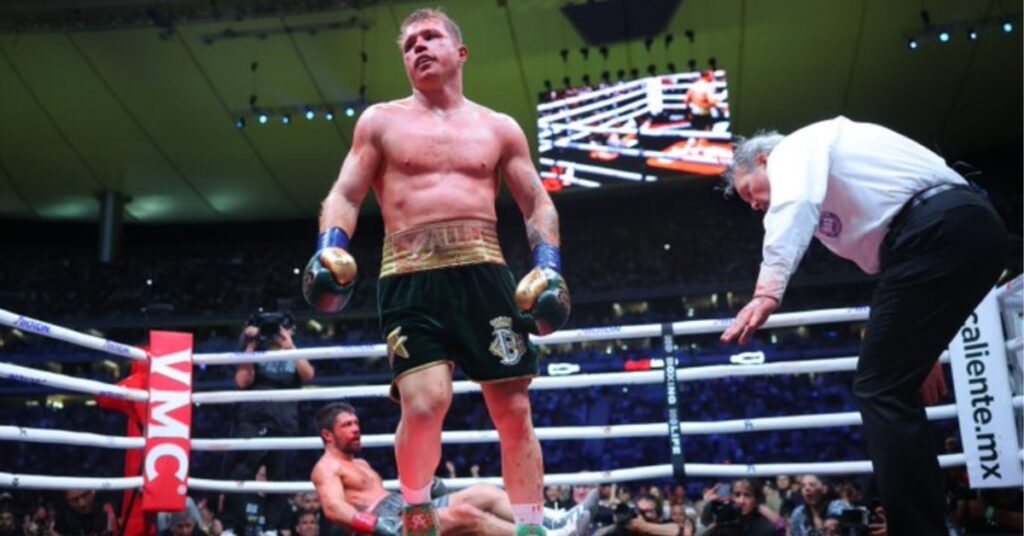 Canelo Alvarez Repeatedly Lands Knockdowns Against John Ryder In ...