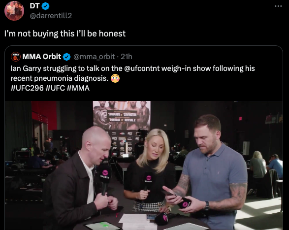 Darren Till Doubts Ian Garry's Pneumonia Battle Amid Exit From UFC 296 ...