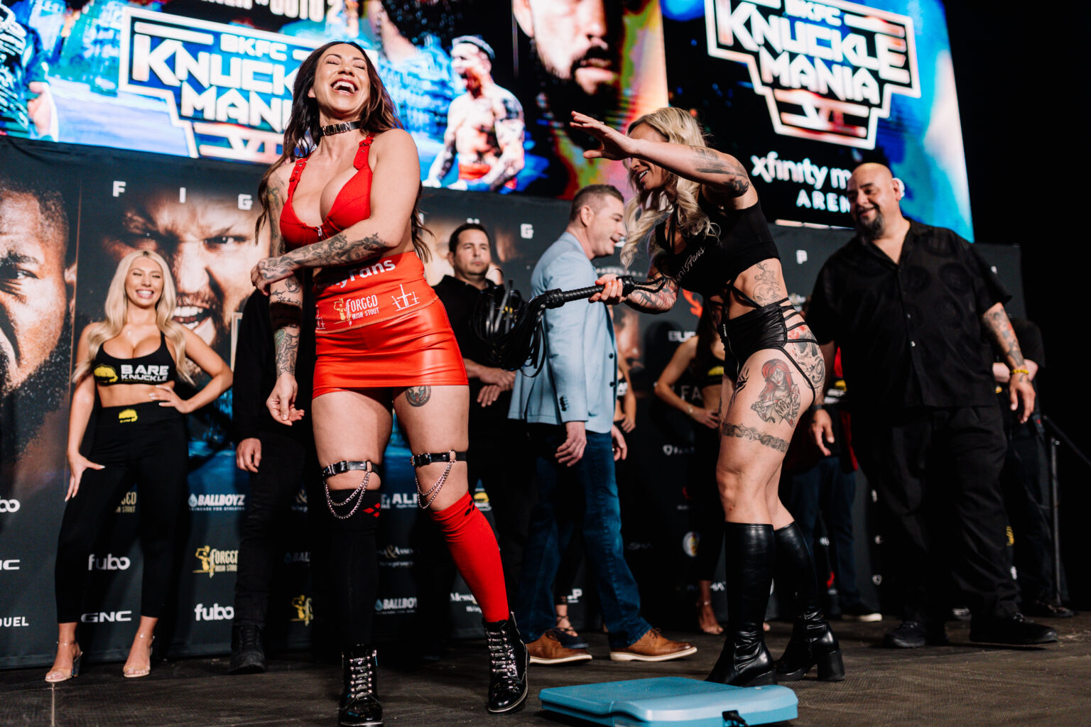 Watch: Jade Masson-Wong Cracks A Whip On Crystal Pittman’s Backside At BKFC KnuckleMania 6 Weigh-Ins